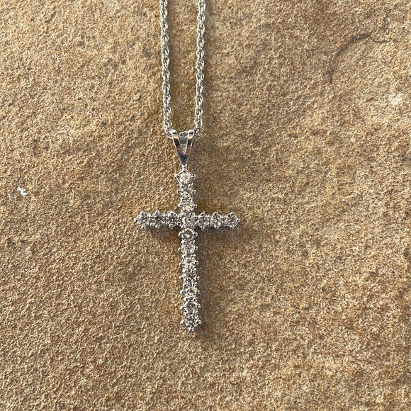 QVC | Jewelry | Silver Tone Crystal Cross Necklace Qvc Jacqueline ...